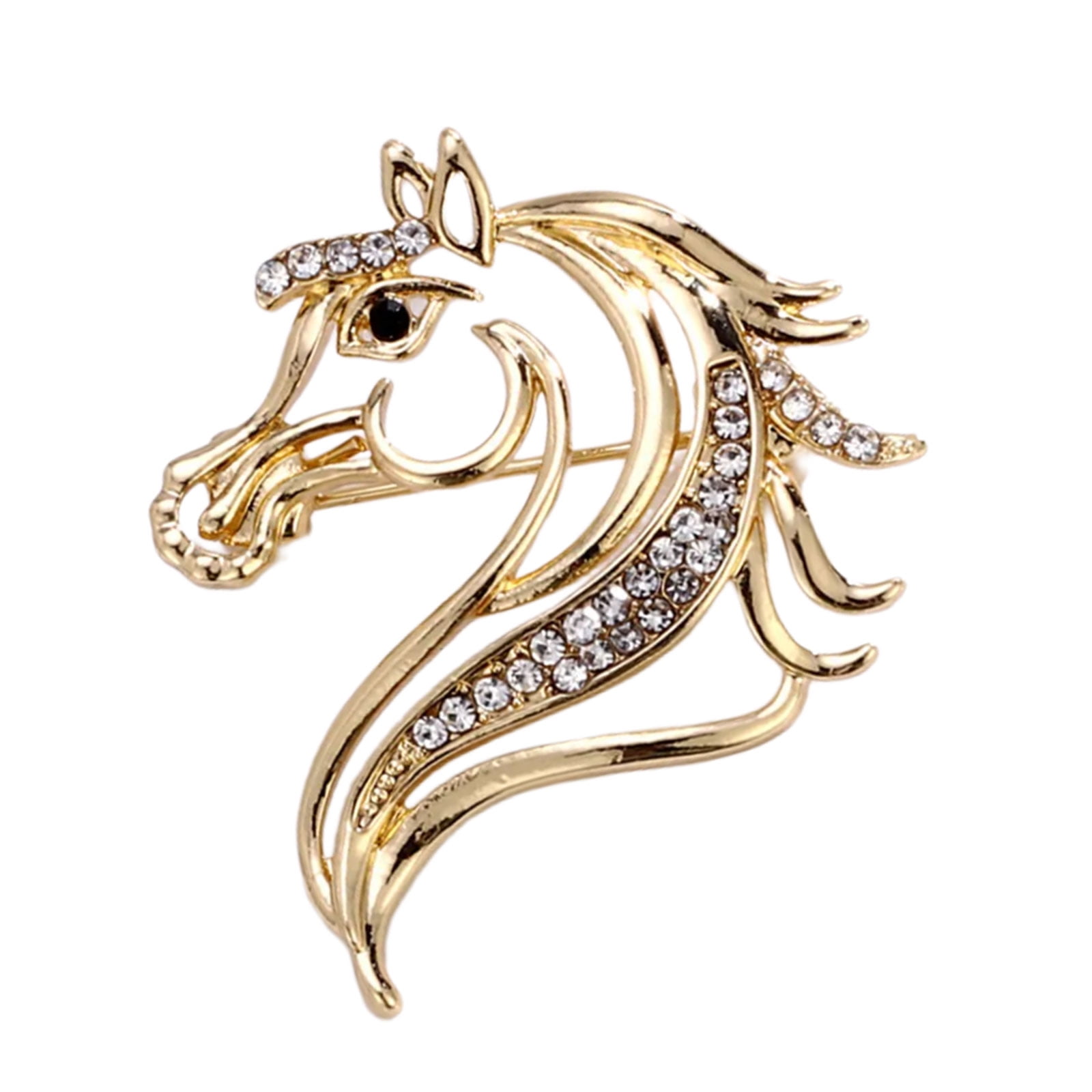 Crystal Adorned Horse Head Brooch Pin For Clothing Bags Hats Elegant ...