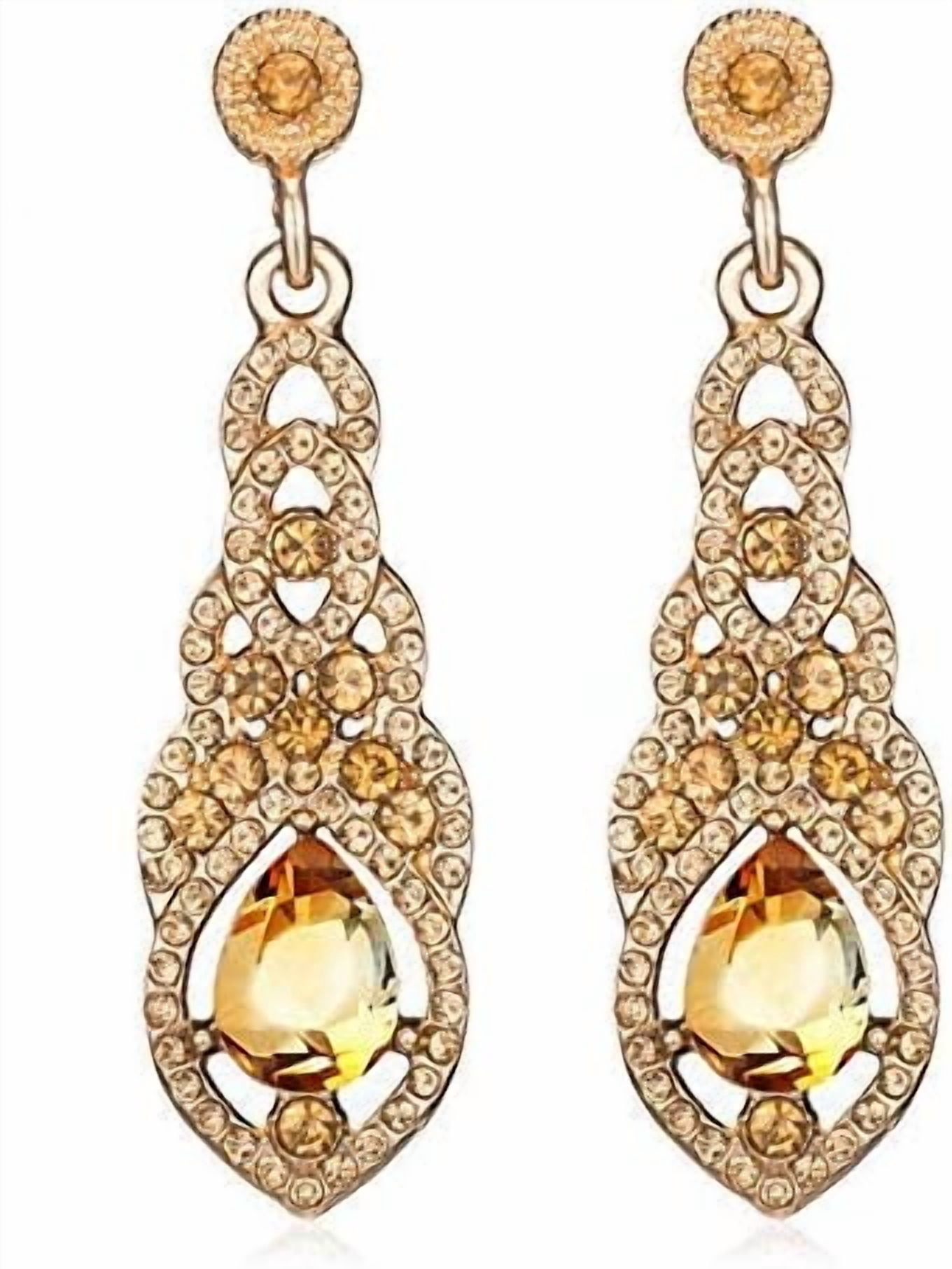 Crystal Alloy Teardrop Chandelier Dangle Earrings for Brides ...