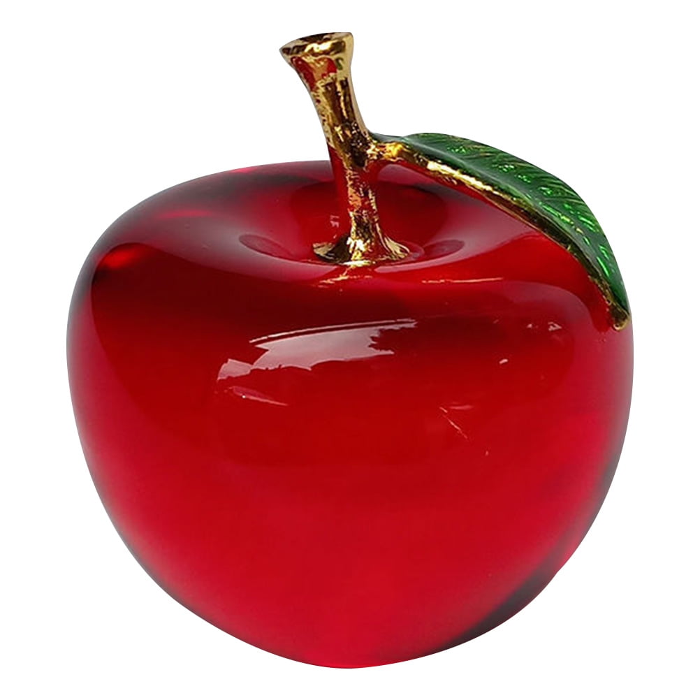 Crystal Glass Apples Decorations Artificial Fruit Gifts Sculpture ...