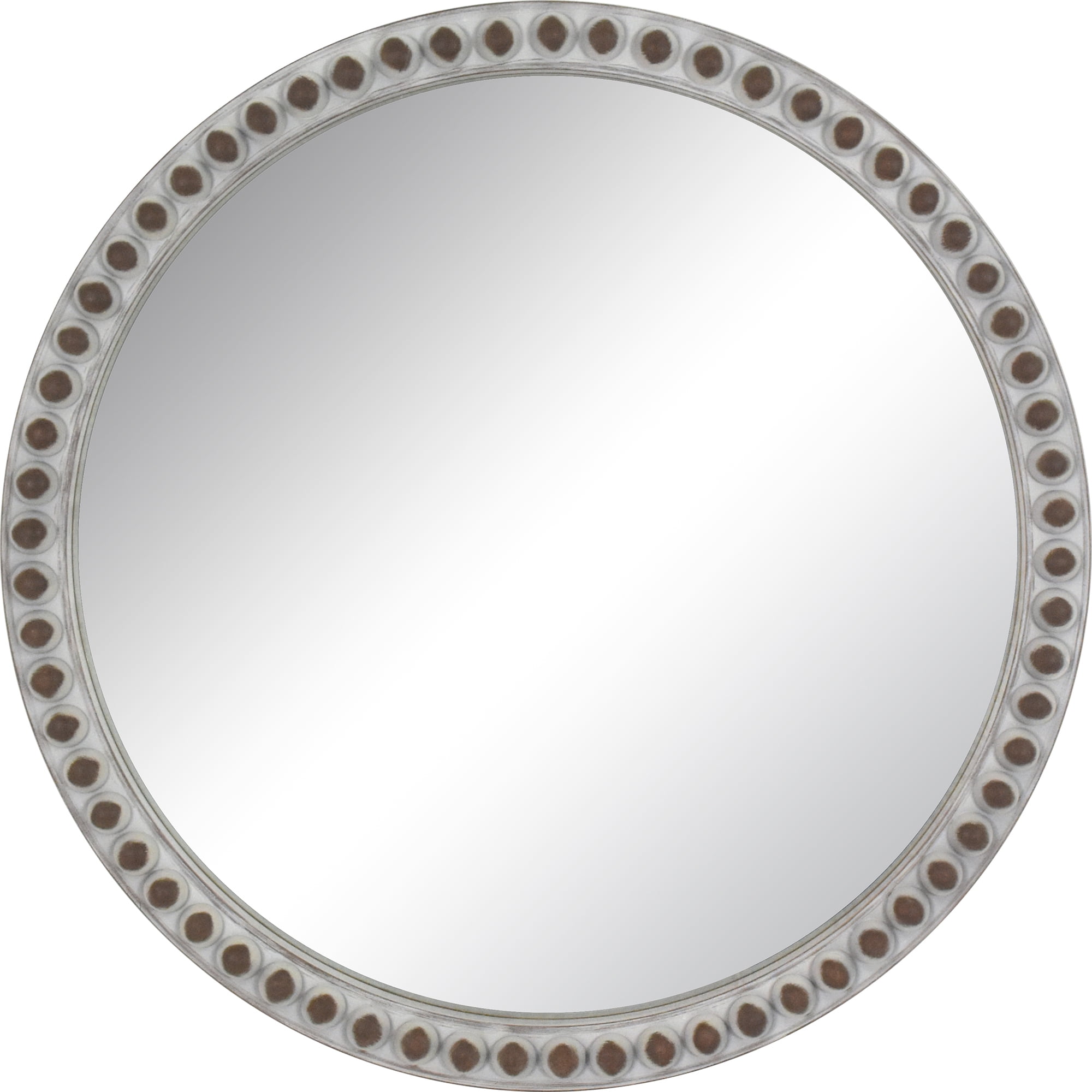 Crystal Art Gallery 24" x 24" Circle Wooden Beaded Frame Wall Mirror ...