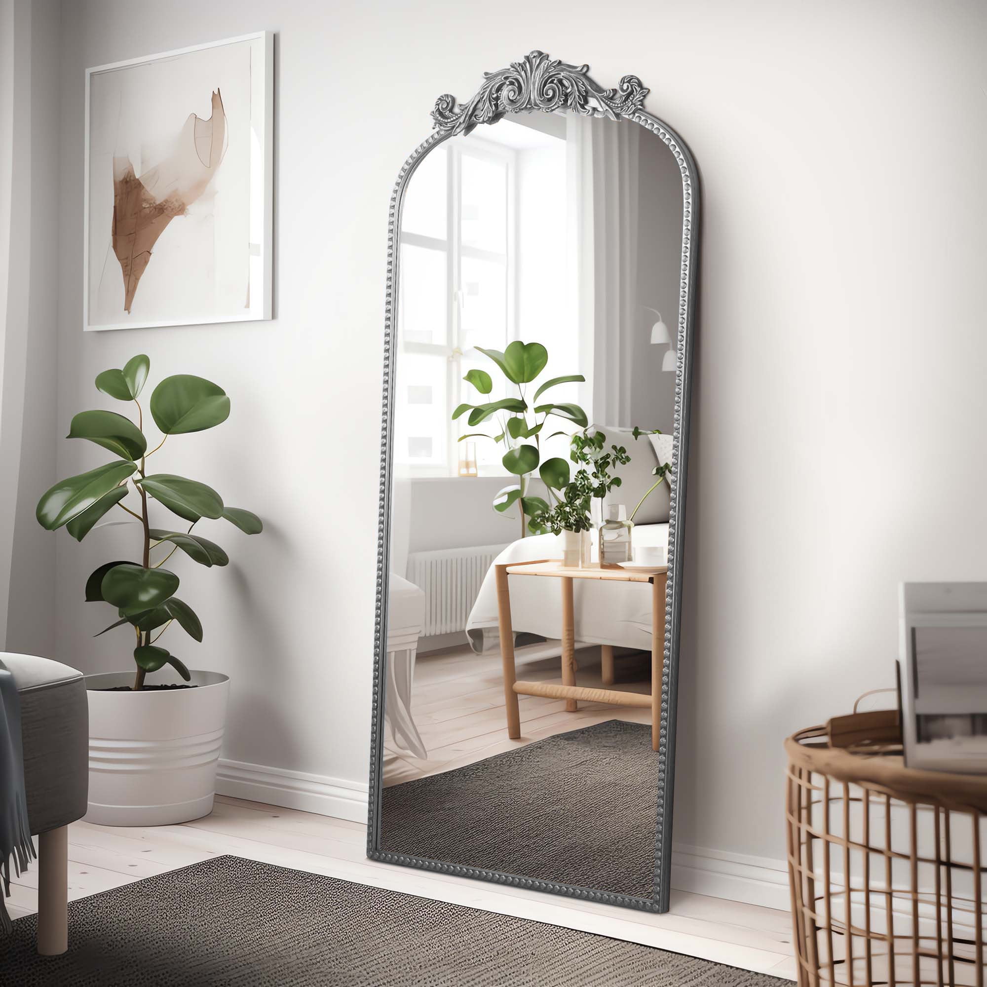 Crystal Art Gallery 32" x 72" Black Filigree Arch Full Length Floor ...