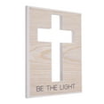 Crystal Art Gallery Be the Light Typographic Cross Wood Wall Plaque Art ...