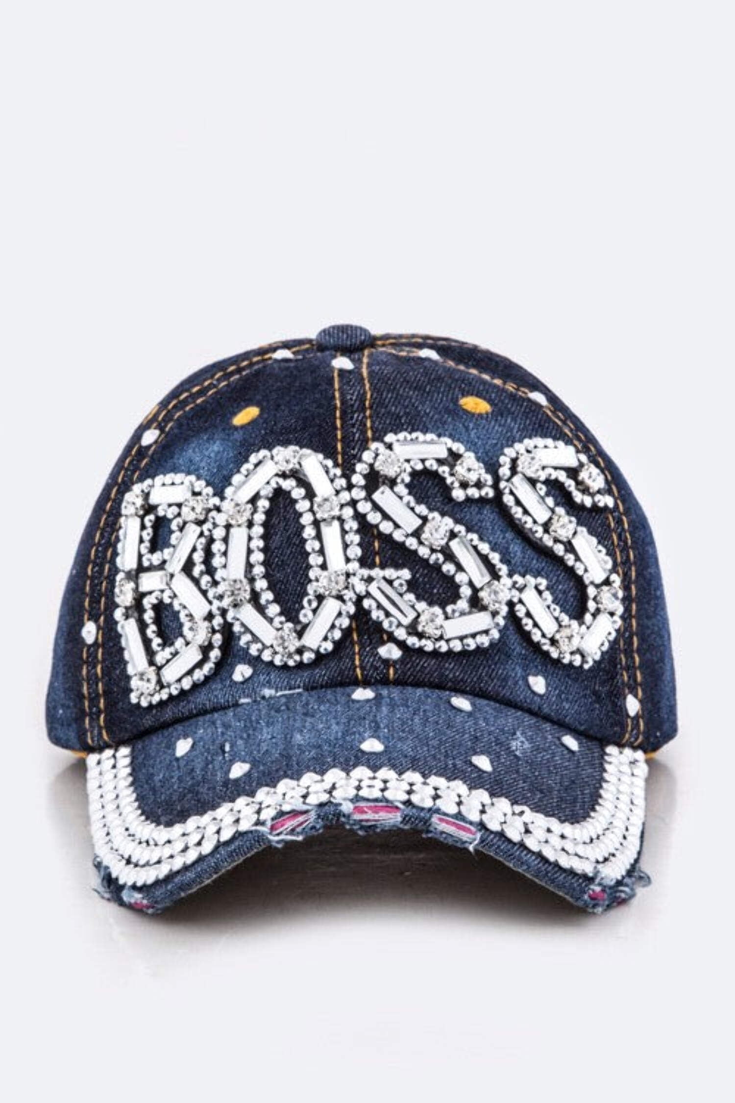 Crystal BOSS Embellished Fashion Denim Cap - Walmart.com