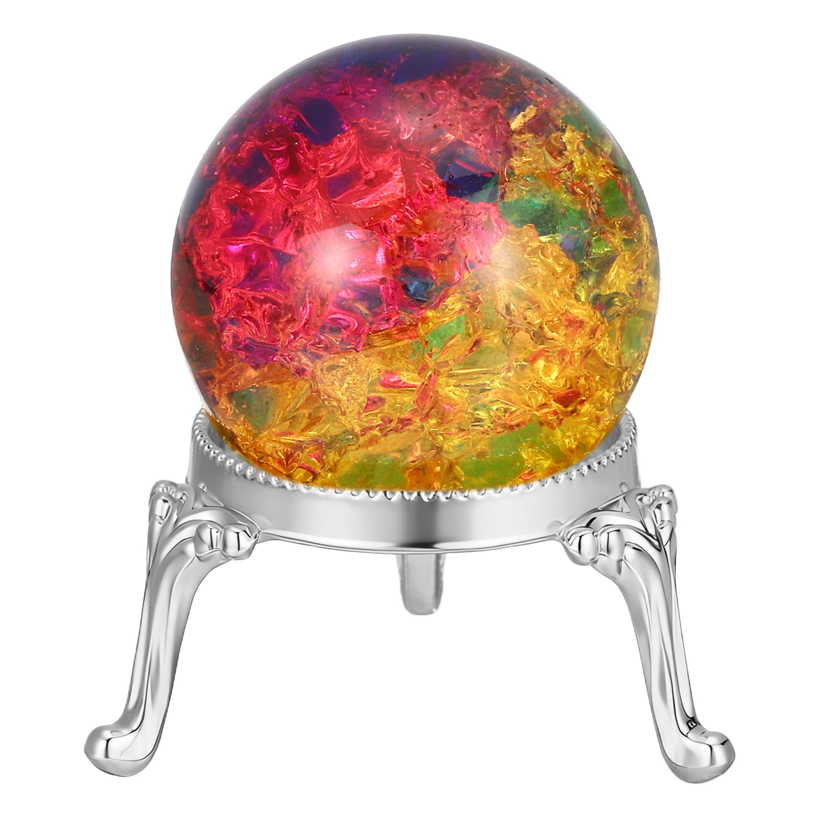 Crystal Ball 40mm, Ice Cracked Glass Ball with Metal Stand, Decorative ...