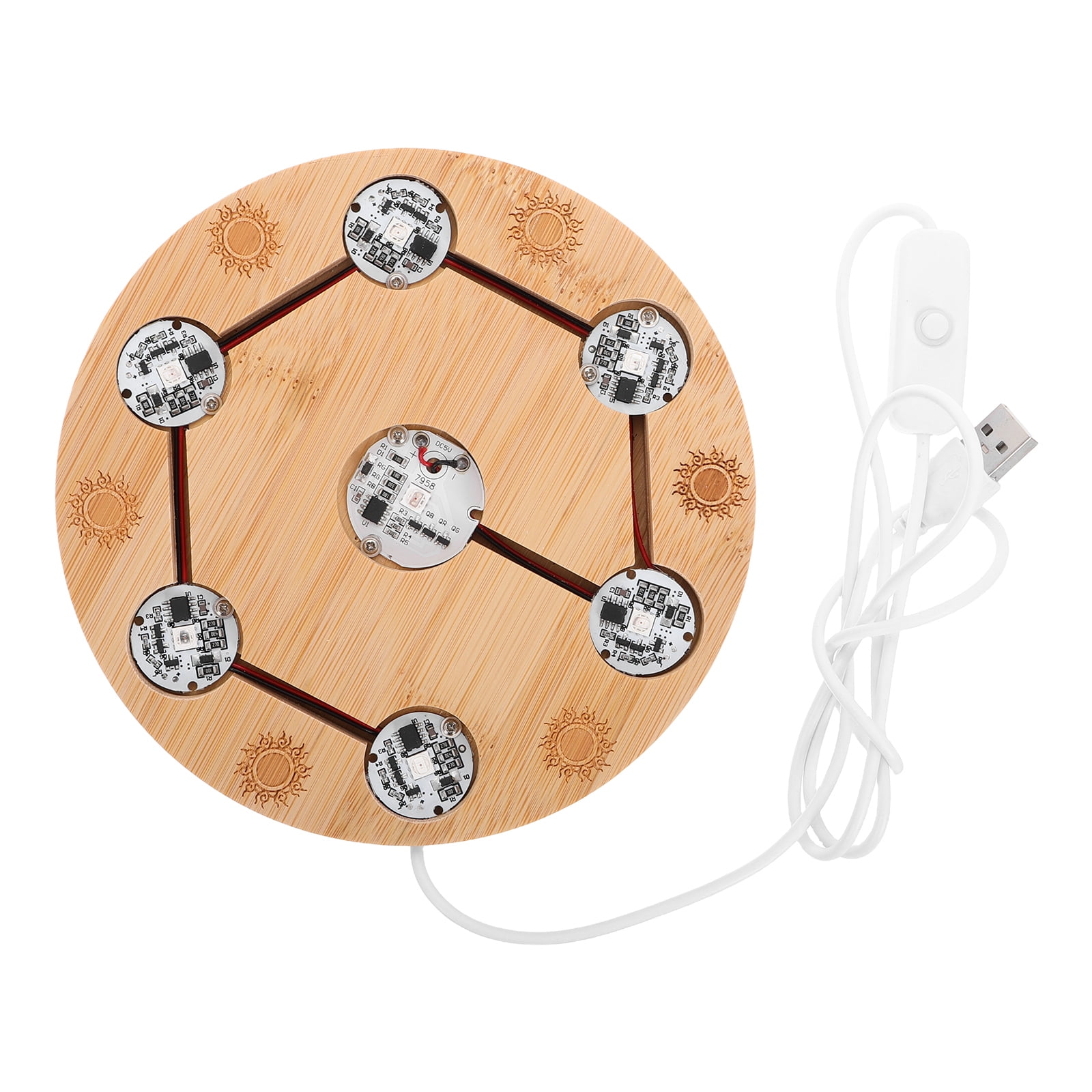 Wooden Crystal Base with LED Lights USB Lighted Stand for Crystal ...