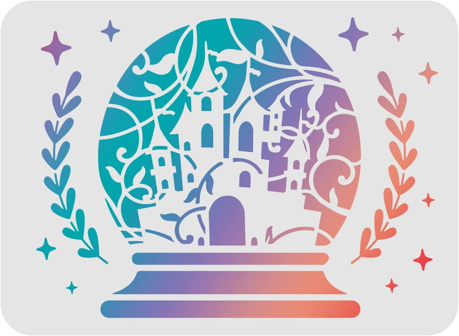 Crystal Ball Music Box Stencils 11.7x8.3 inch Plastic Castle Stencil ...