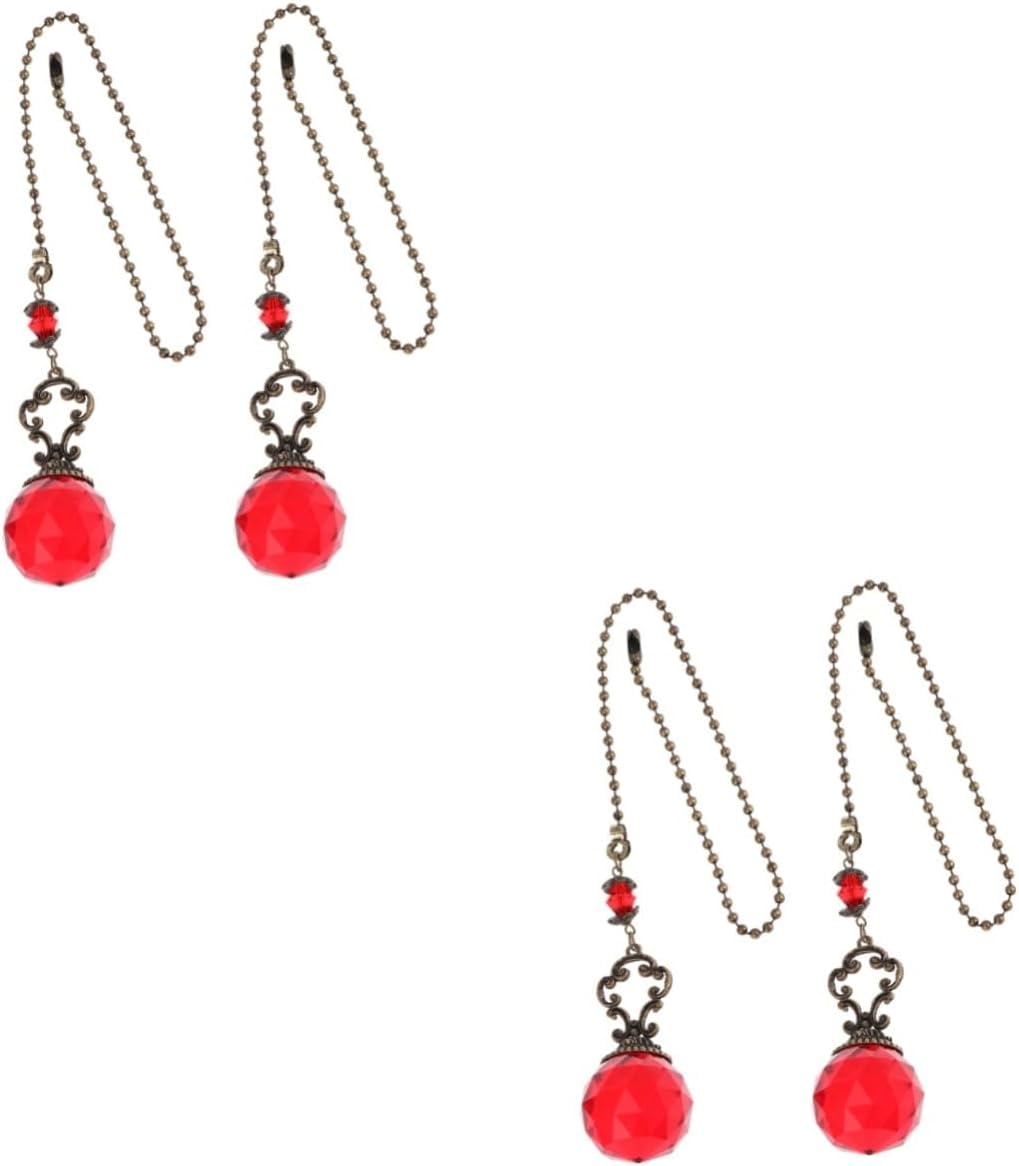 Crystal Ball Pull Chain 4 Pcs Crystal Ball Light Pendant Ceiling Fan ...