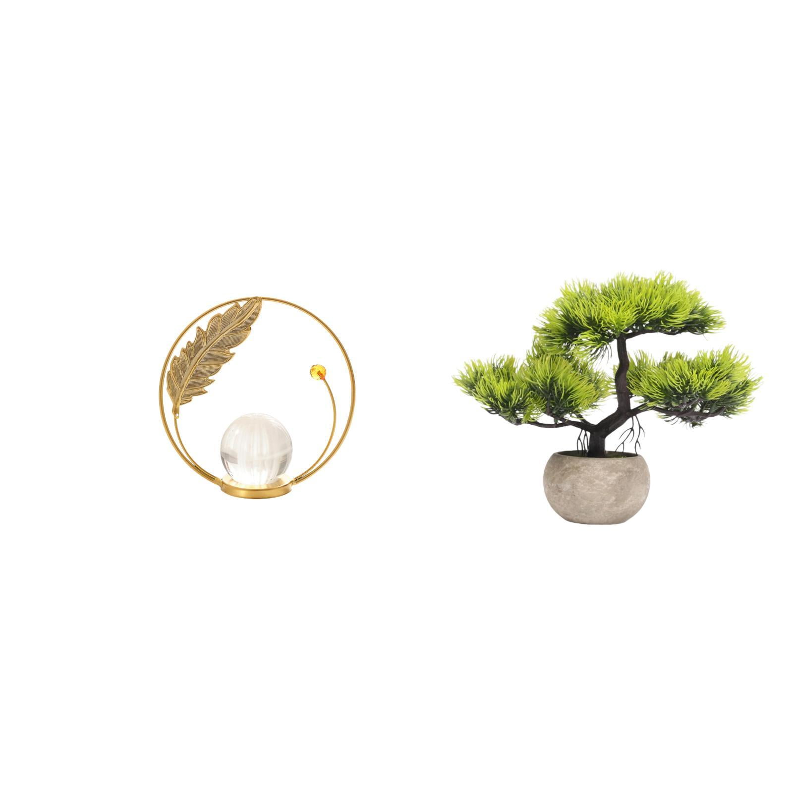 Crystal Ball Statue Iron Figurine Artificial Bonsai Tree Realistic Faux ...