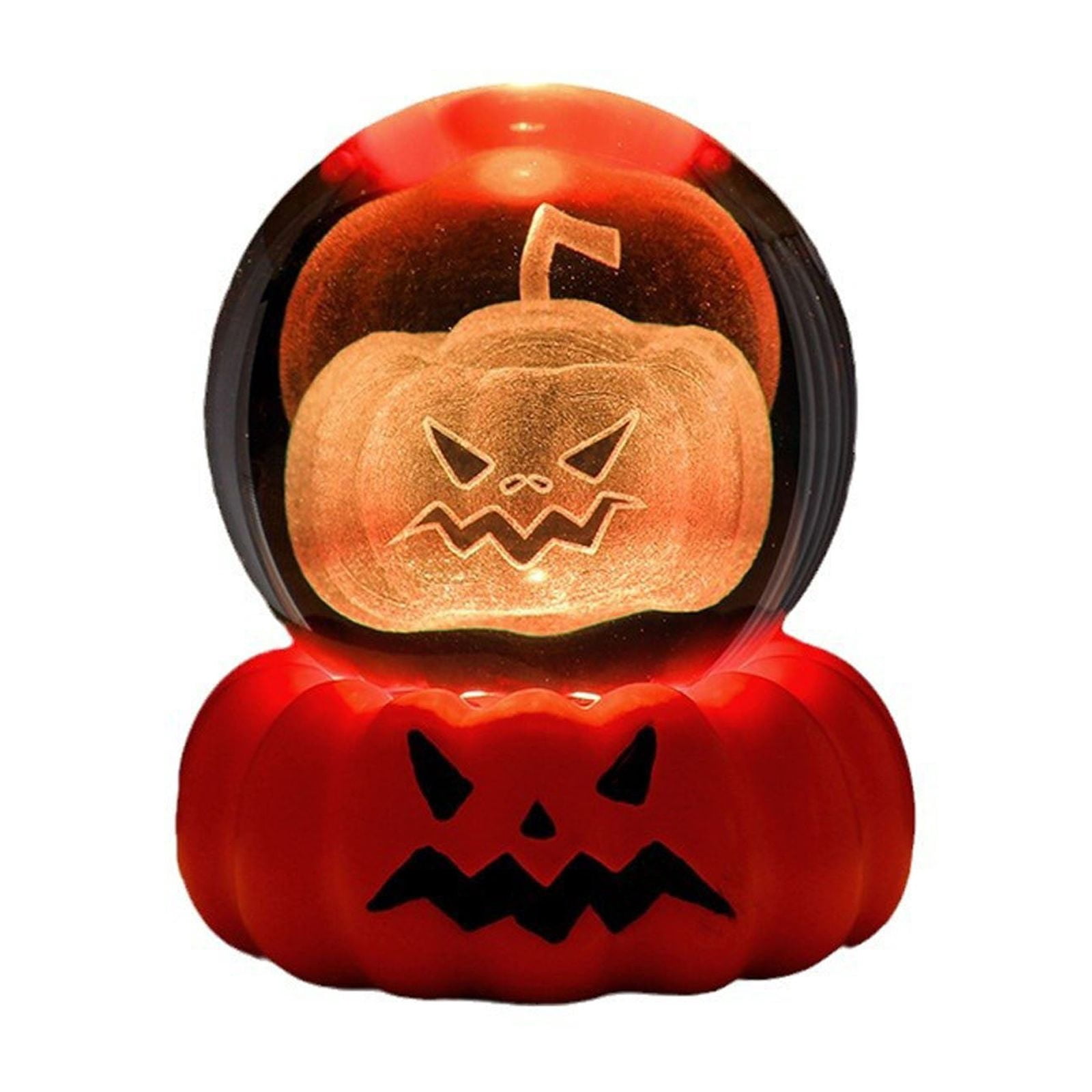Crystal Ball with Pumpkin Stand, Halloween Witch Skeleton Ghost Glass ...