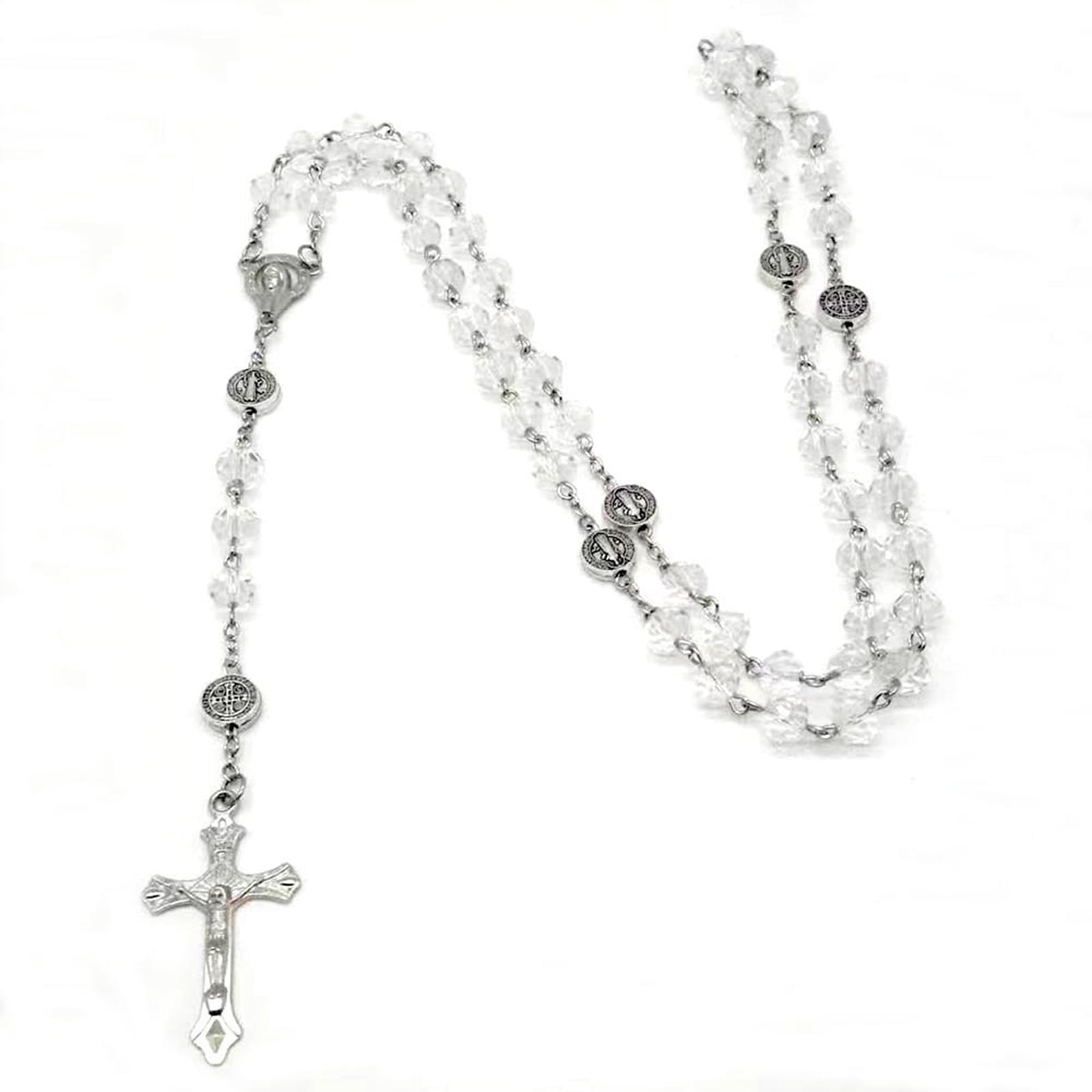 Crystal Bead Catholic Rosary Necklace Pendant Choker Religious ...