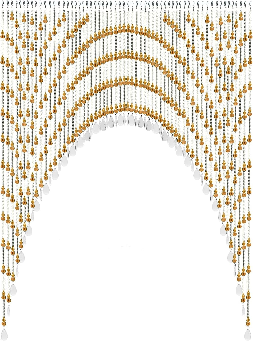 Crystal Beaded Curtain with Hooks, 60 Strings Arched Door String ...