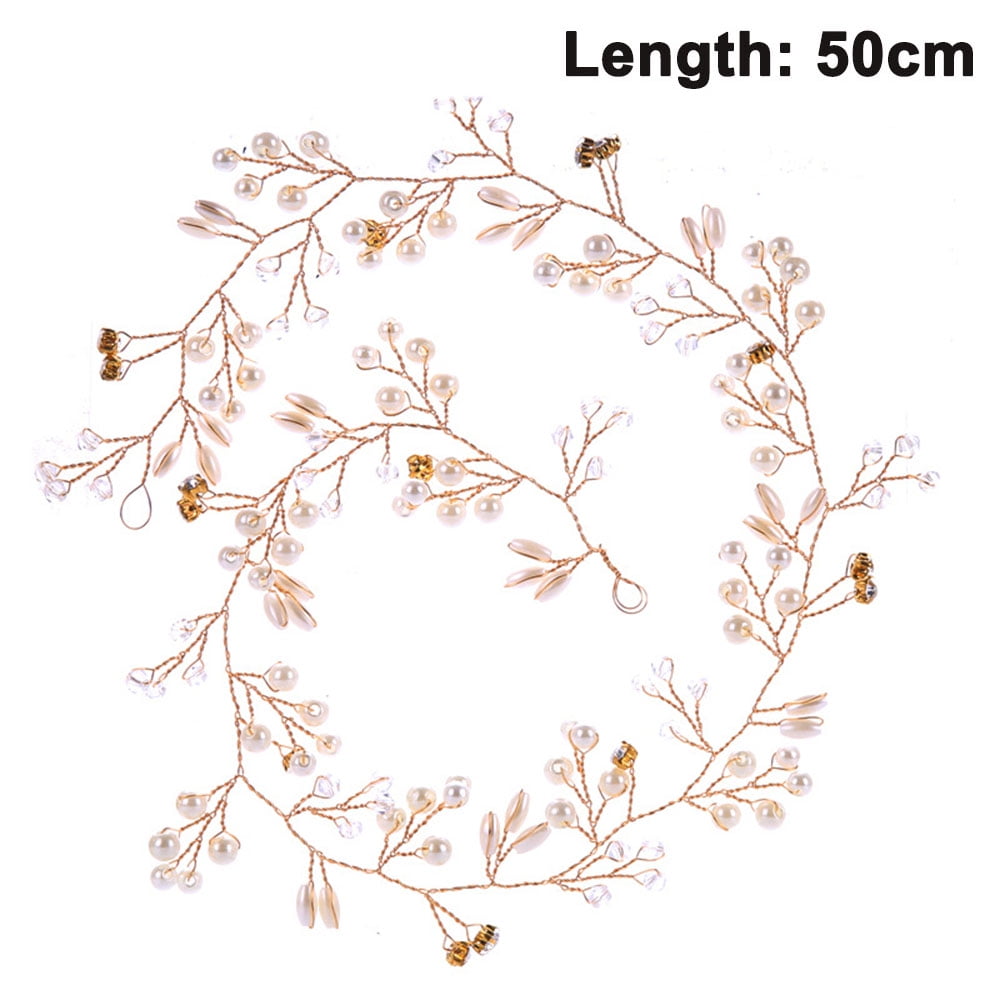 Crystal Beaded Headband Bridal Extra Long Pearl and Crystal Beads ...