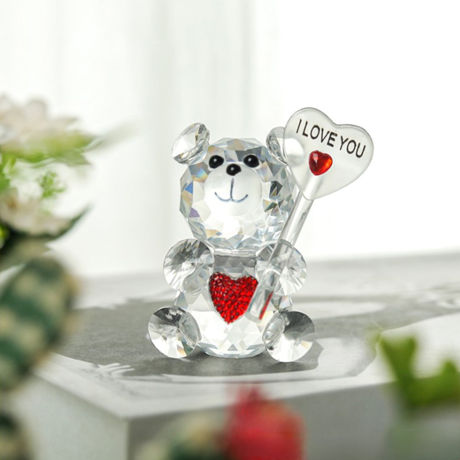 Crystal Bear Statue, Clear Crystal Bear Figurine Valentine's Day Gift ...