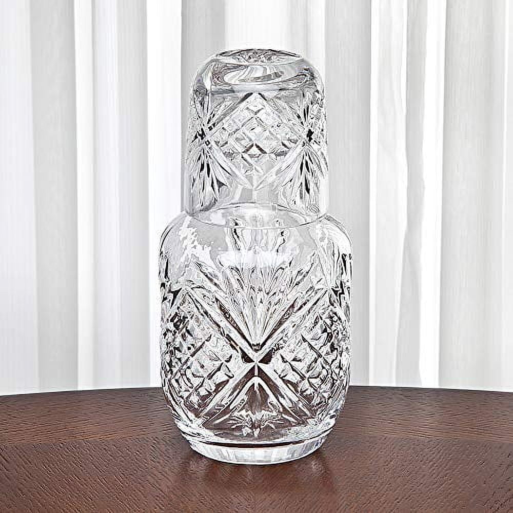 Crystal Bedside Night Carafe Pitcher and Water Glass Tumbler Set ...