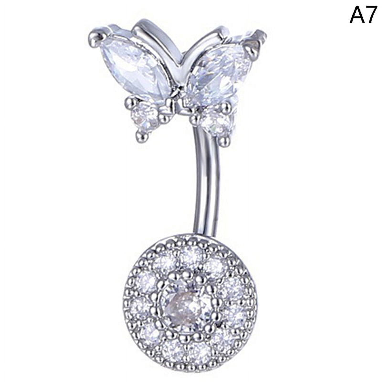 Crystal Belly Button Ring Animal Shape Belly Piercing Stainless Steel ...