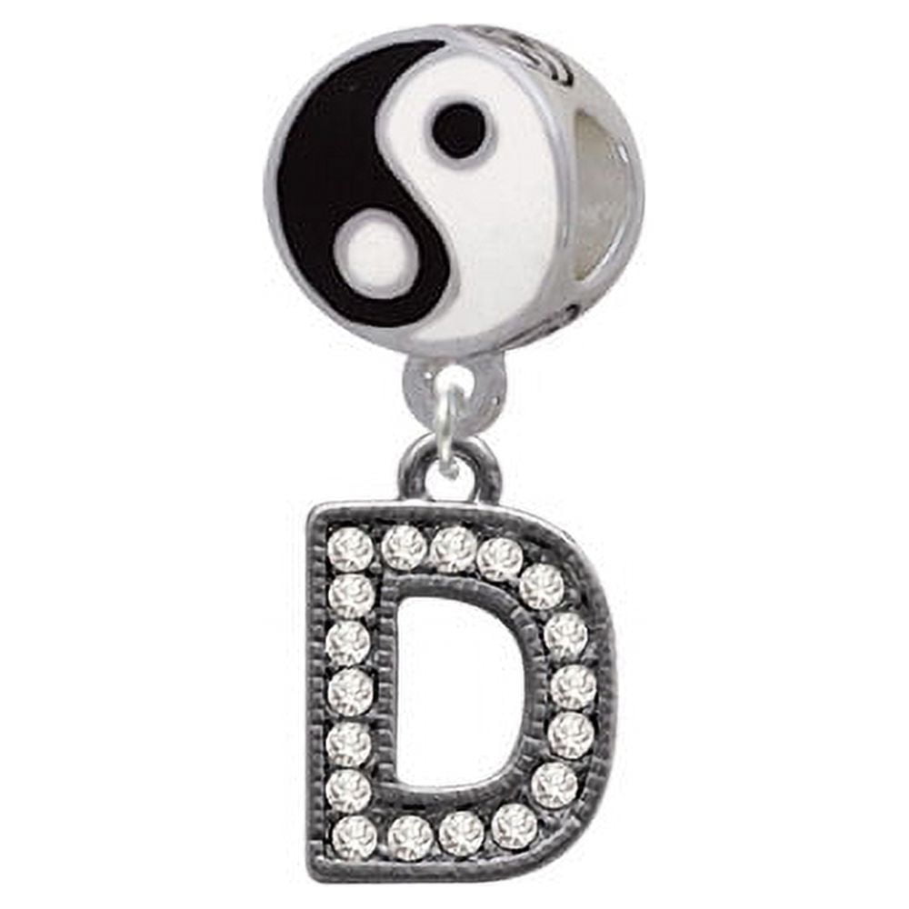 Crystal Black Initial - D - Beaded Border - Yin Yang Charm Bead ...