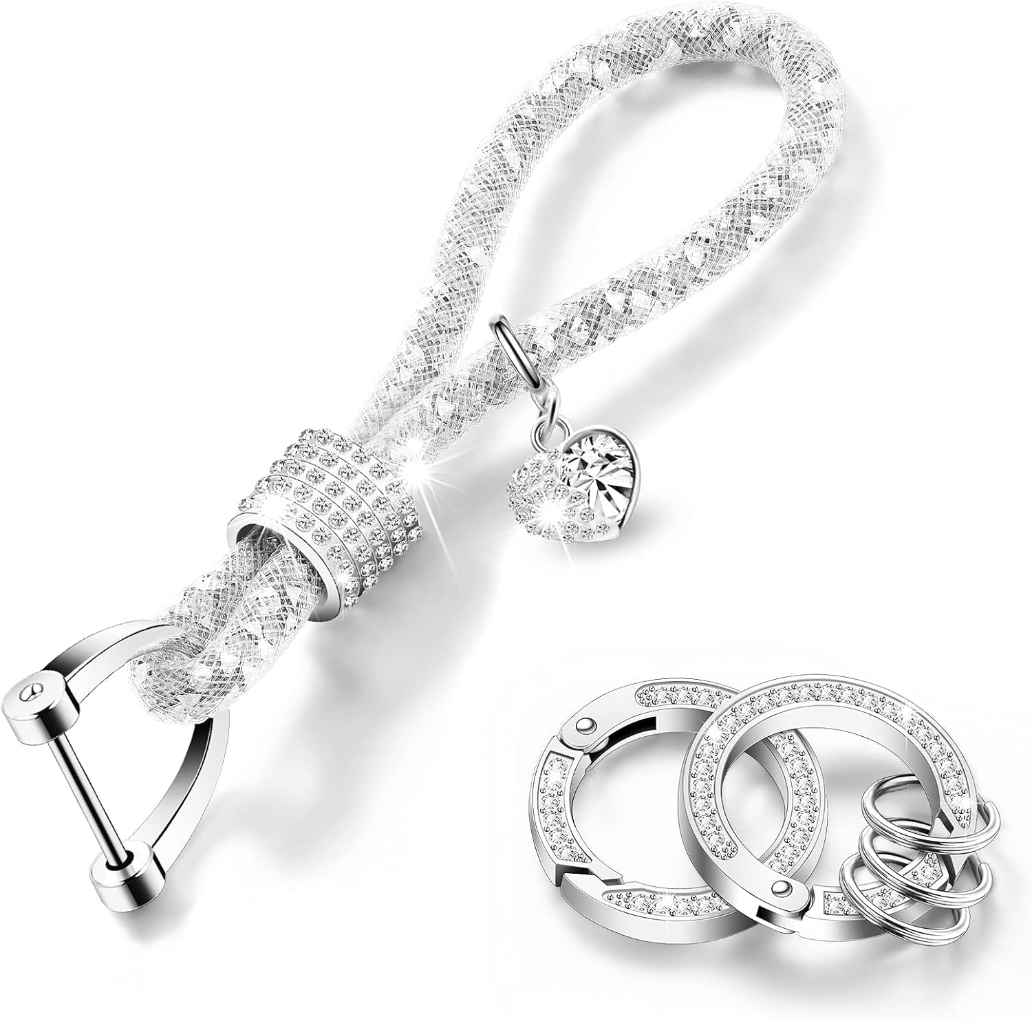 Crystal Bling Car Keychain for Women Glitter Rhinestone Keychain Ring ...