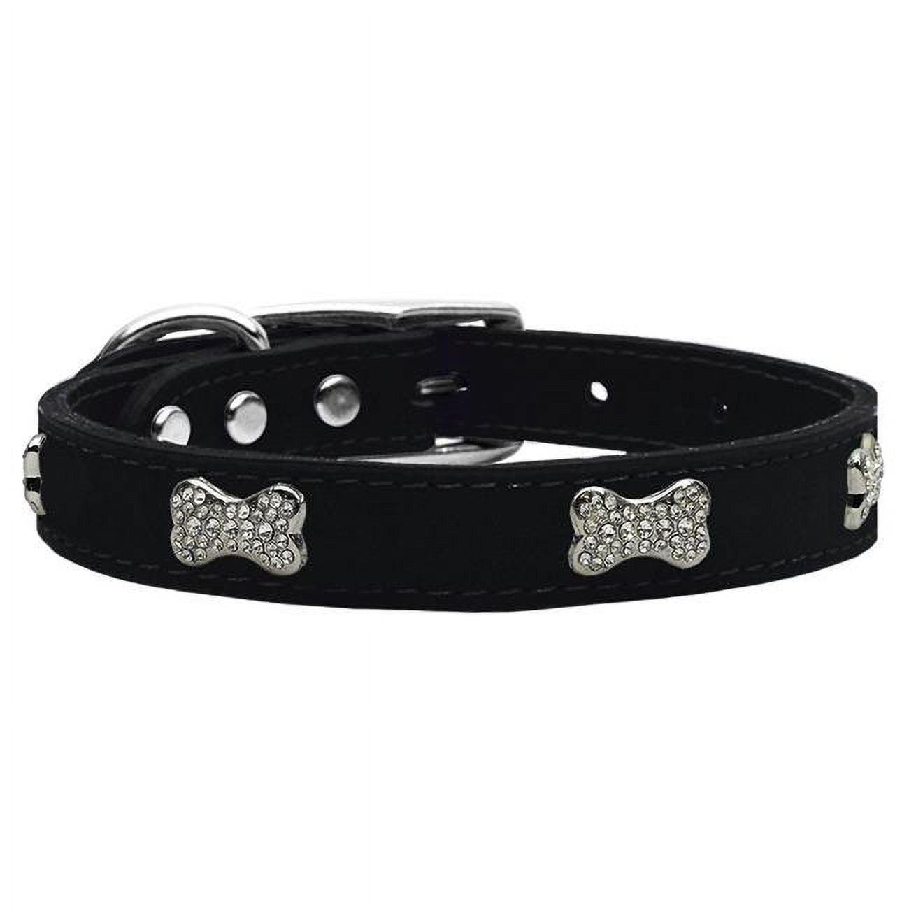 Crystal Bone Genuine Leather Dog Collar, Black - Size 14 - Walmart.com