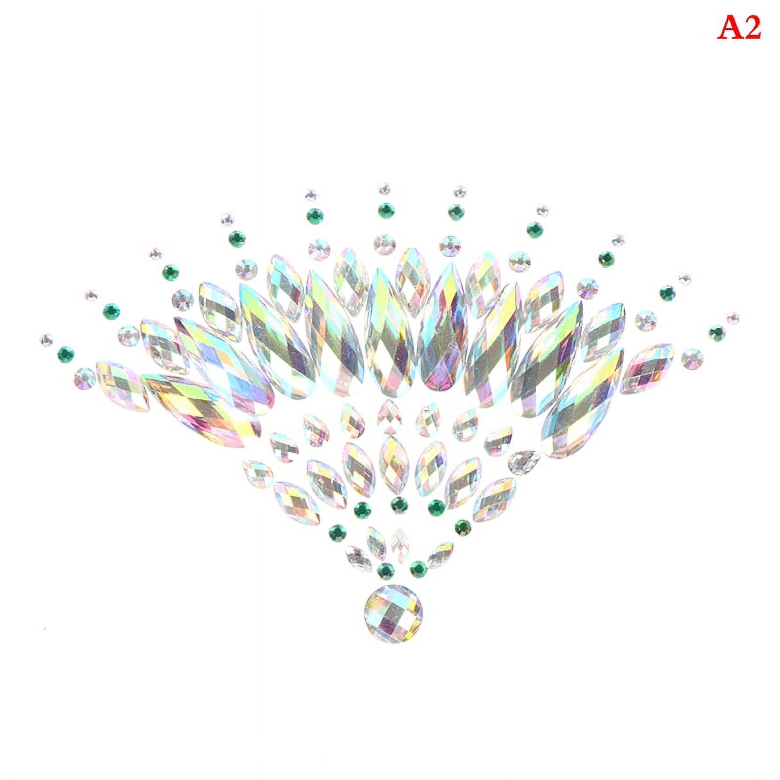 Crystal Bra Stickers Adhesive Diamond Beads Breast Pasties Shiny Tattoo ...