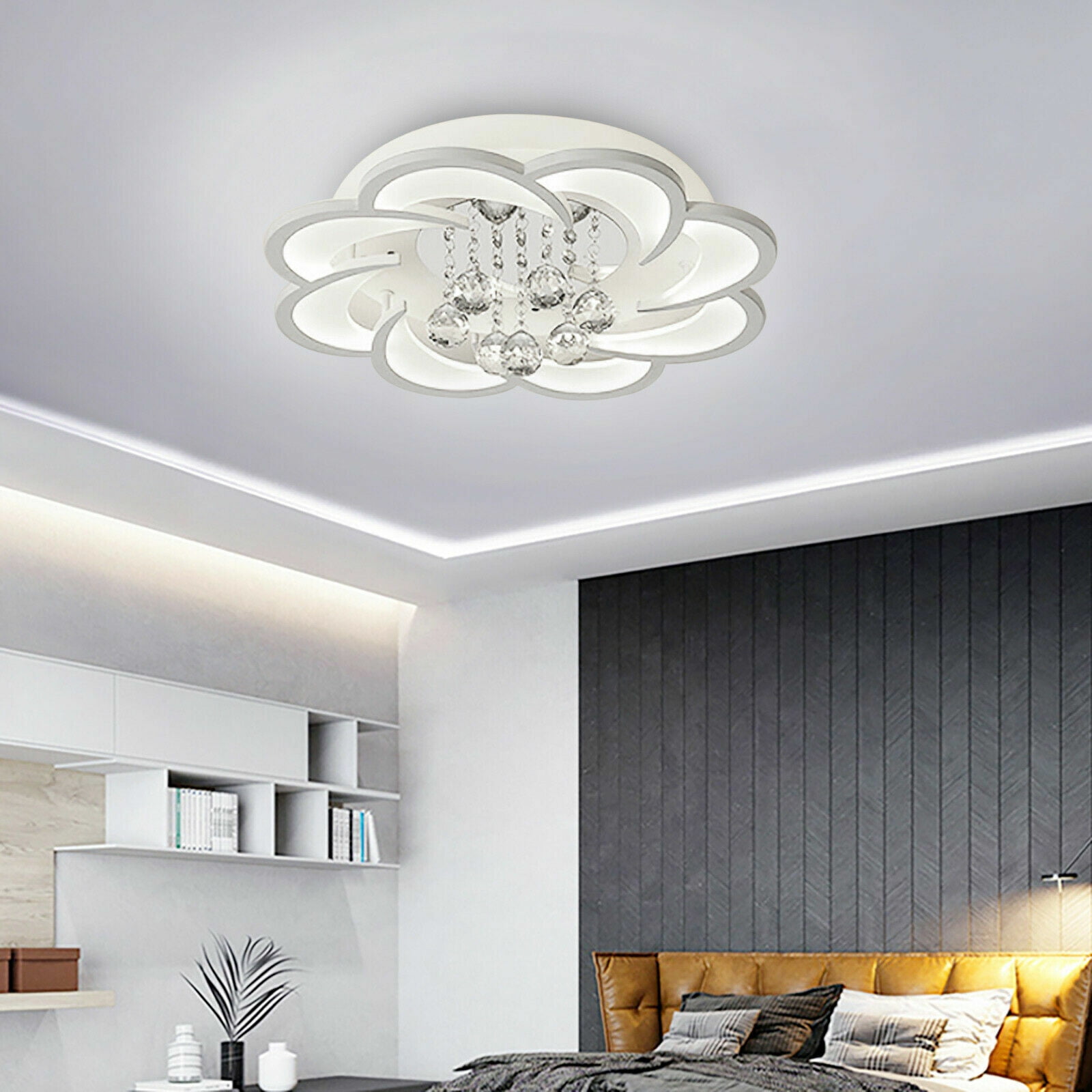 Crystal Branches Ceiling Light Fixture Flower Chandelier Bedroom ...