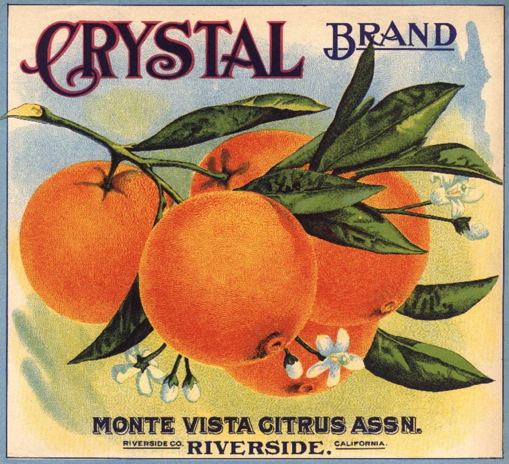 Crystal Brand, Riverside, California, Citrus Crate Label (16x24 Giclee ...