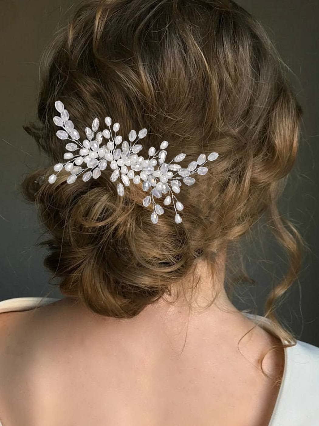 Crystal Bride Wedding Hair Comb Pearl Hair Jewelry Headpieces Women ...