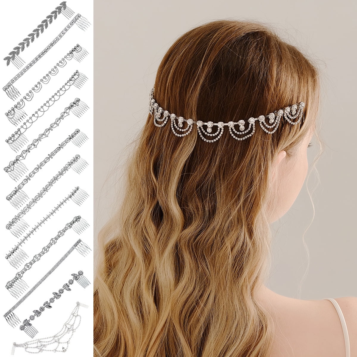Crystal Bride Wedding Headpiece Silver Rhinestone Bridal Hair Comb Prom ...