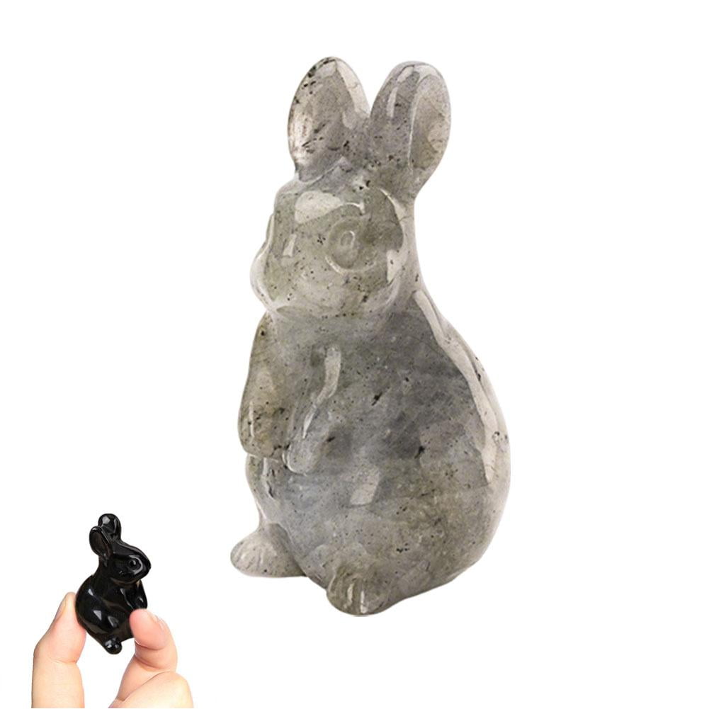 Crystal Bunny Decor, Natural Moonstone Hand Carved Crystals and Healing ...