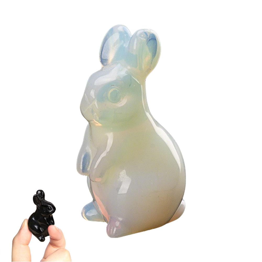 Crystal Bunny Decor, Natural Moonstone Hand Carved Crystals and Healing ...