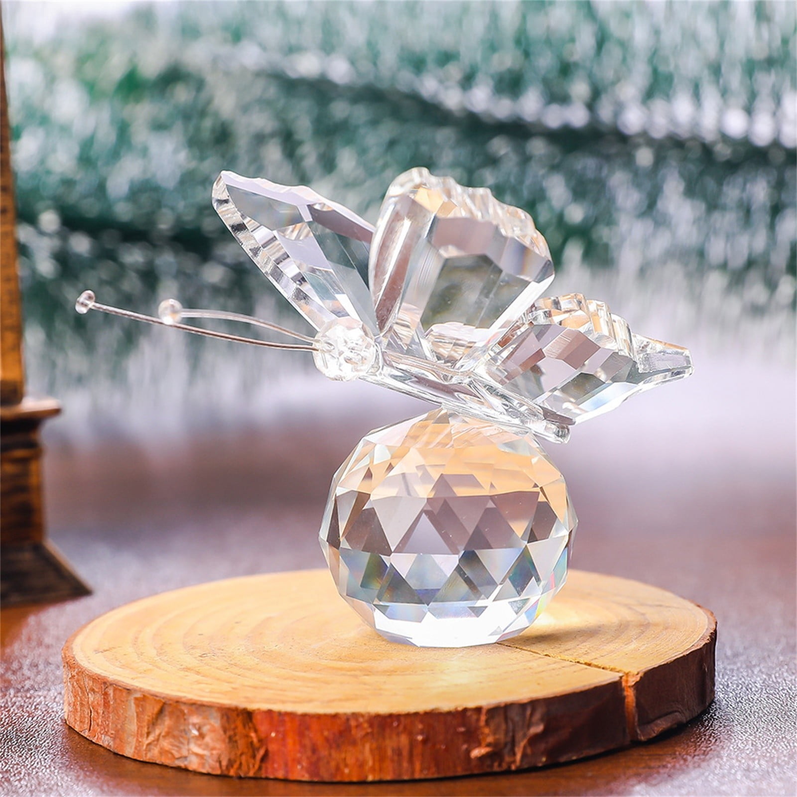 Crystal Butterfly Figurine - Clear Crystal Ball Base With Sparkling ...