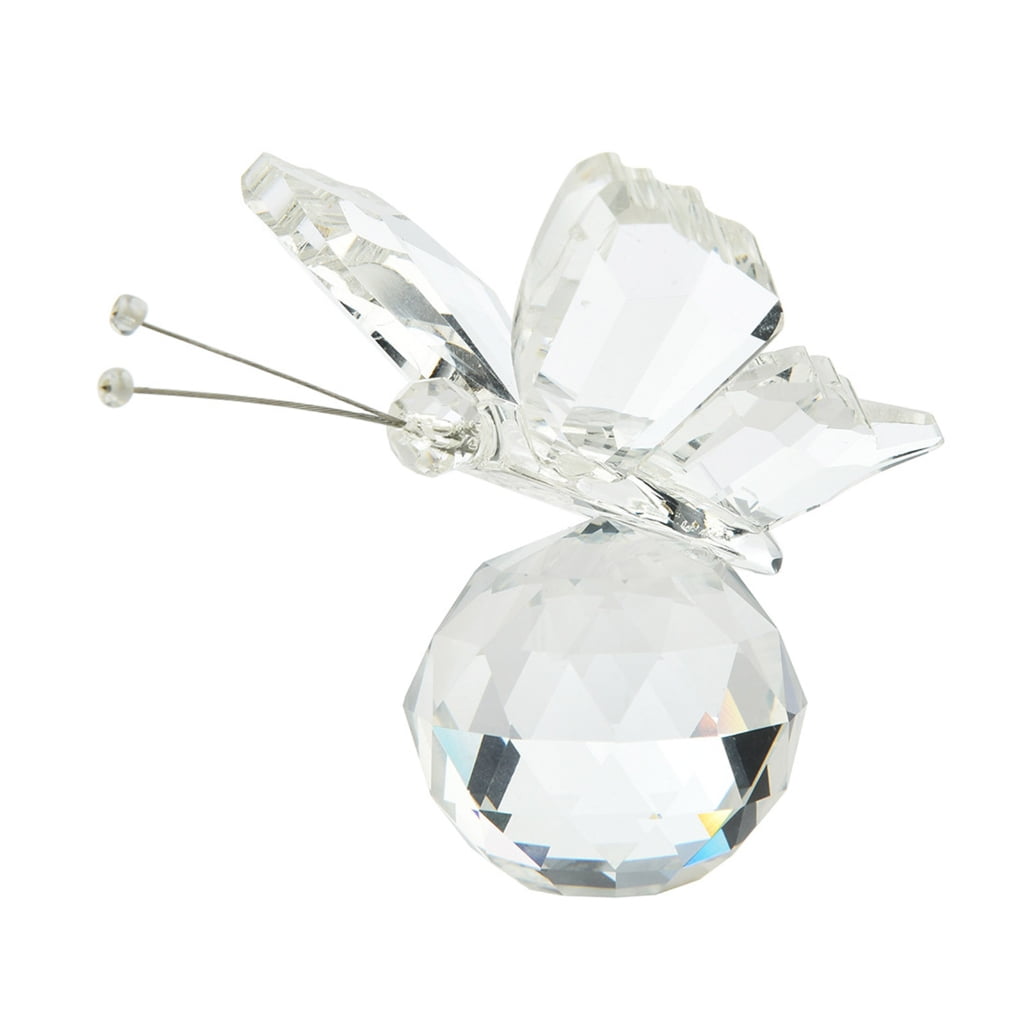 Crystal Butterfly Figurines with Glass Ball Base Glass Butterfly ...