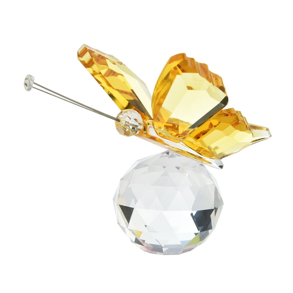 Crystal Butterfly Figurines with Glass Ball Base Glass Butterfly ...