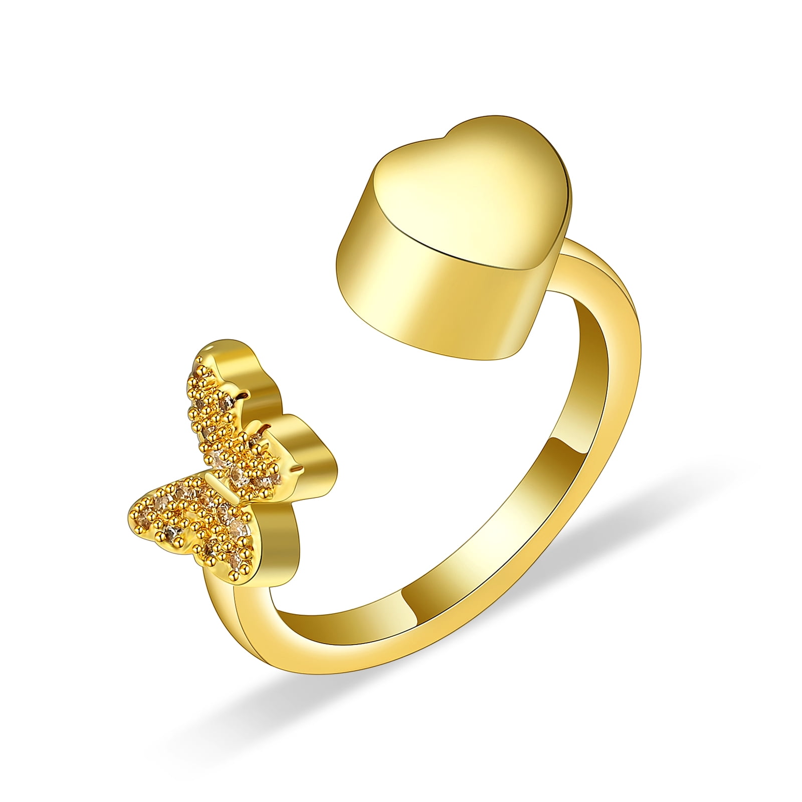 Crystal Butterfly Urn Rings for Ashes Heart Cremation Ring Memorial ...