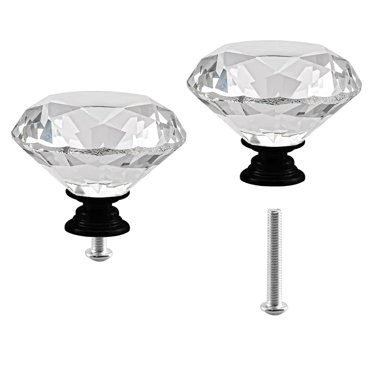 Crystal Cabinet Knobs 2Pack Clear Glass Diamond Shape Drawer Knobs 50mm ...