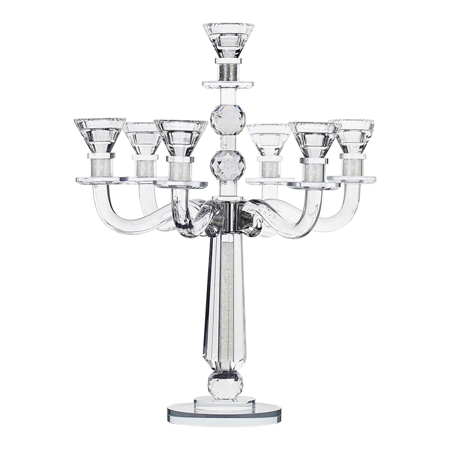 Crystal Candelabra with 7 Arms and Round Crystals in Center Stem ...