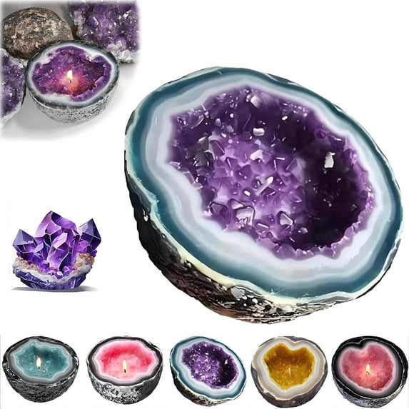 Crystal Candle Holder, Intention Healing Energy Candle, Geode ...