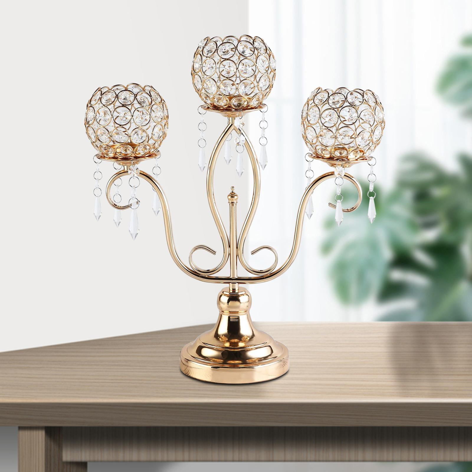 Elegant Crystal Candle Holder, 3 Arms Votive Tealight for Dining Decor ...