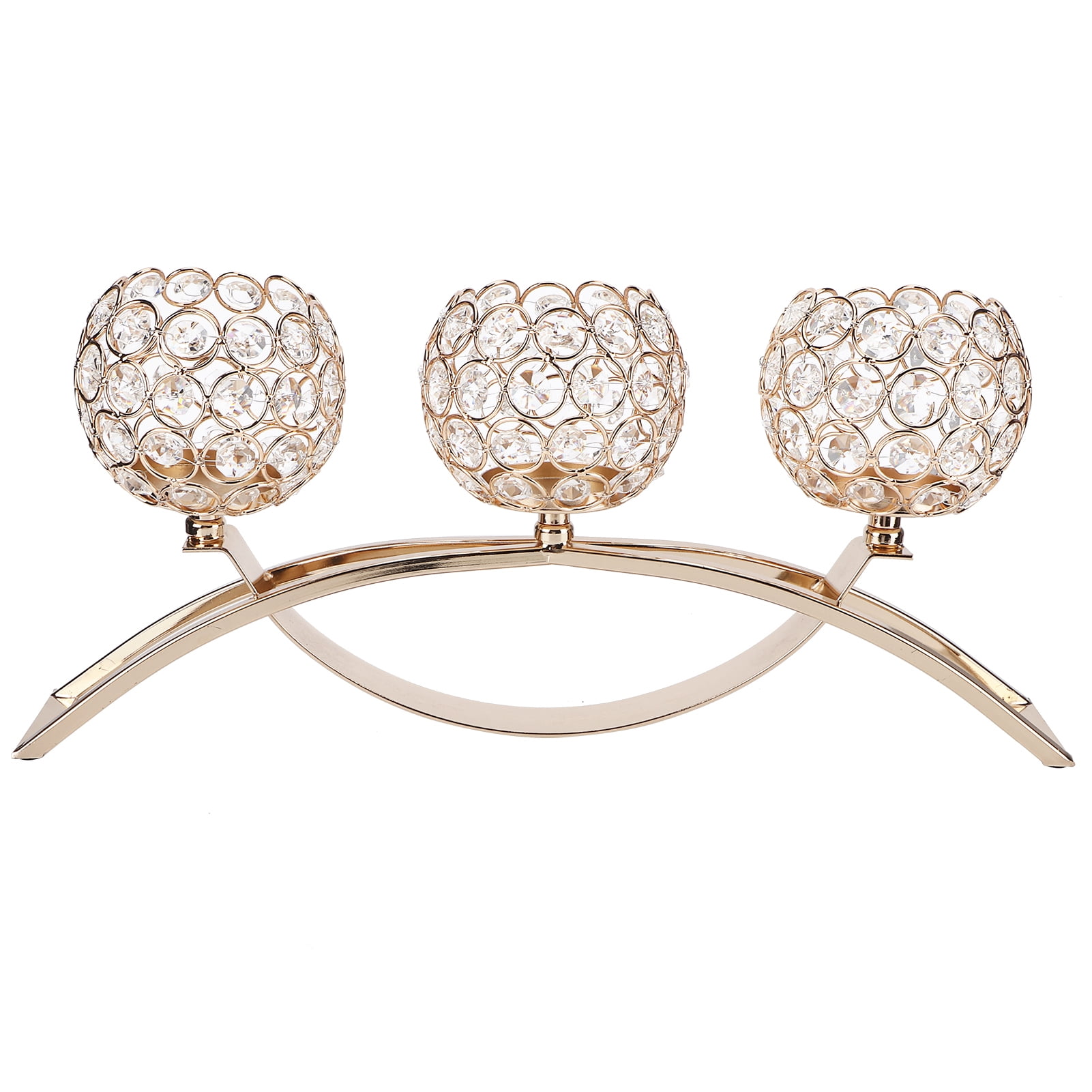 Crystal Candle Holders,3 Arms European Classic Arch Iron Crystal Ball ...