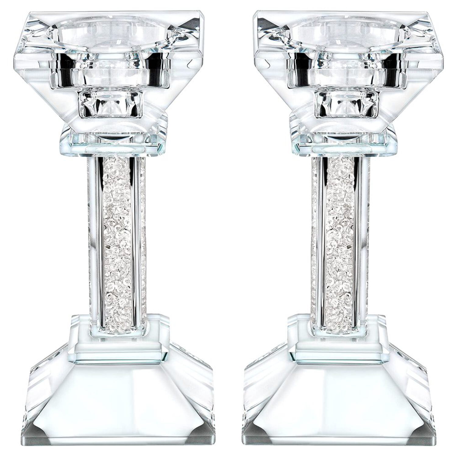 Crystal Candlesticks with Crushed GemstonesCrystal Candle Holders Set ...