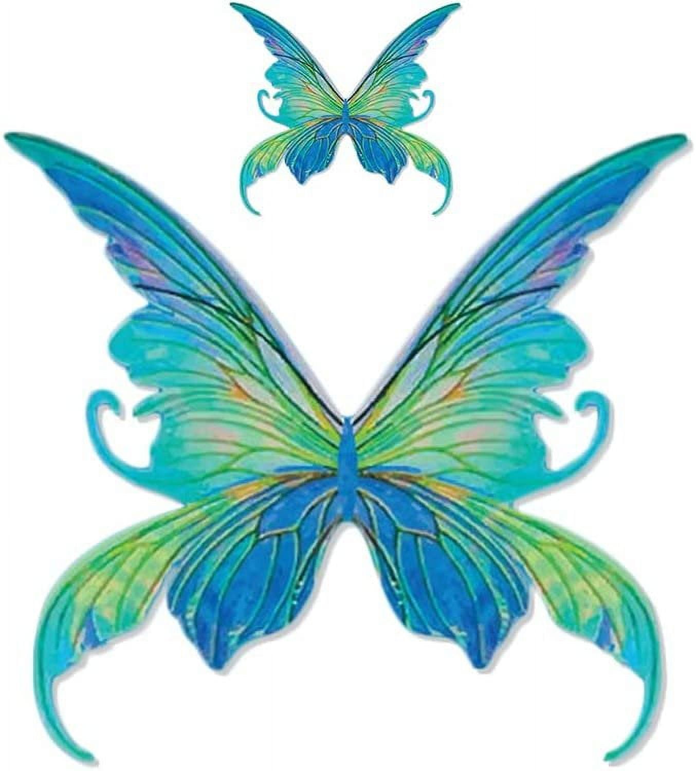 Crystal Candy Small and Large Wafer-Paper Butterfly Pixie Wings, Blues ...