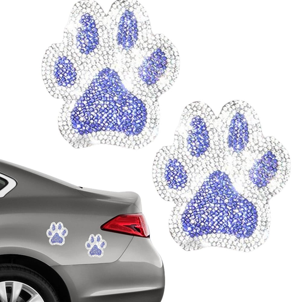 Crystal Car Stickers Bling Rhinestone Paw Decals Waterproof Sticker ...