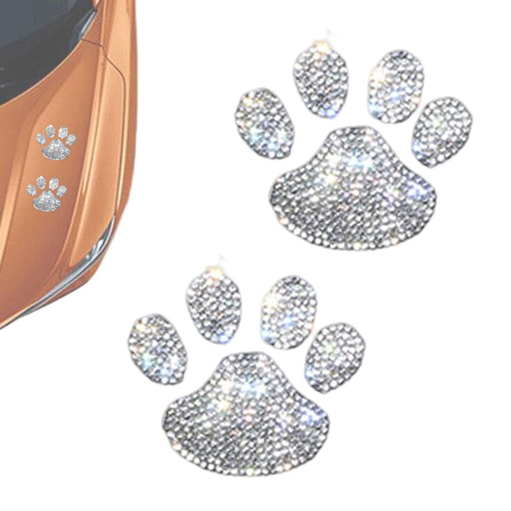 Crystal Car Stickers Bling Rhinestone Paw Decals Waterproof Sticker ...
