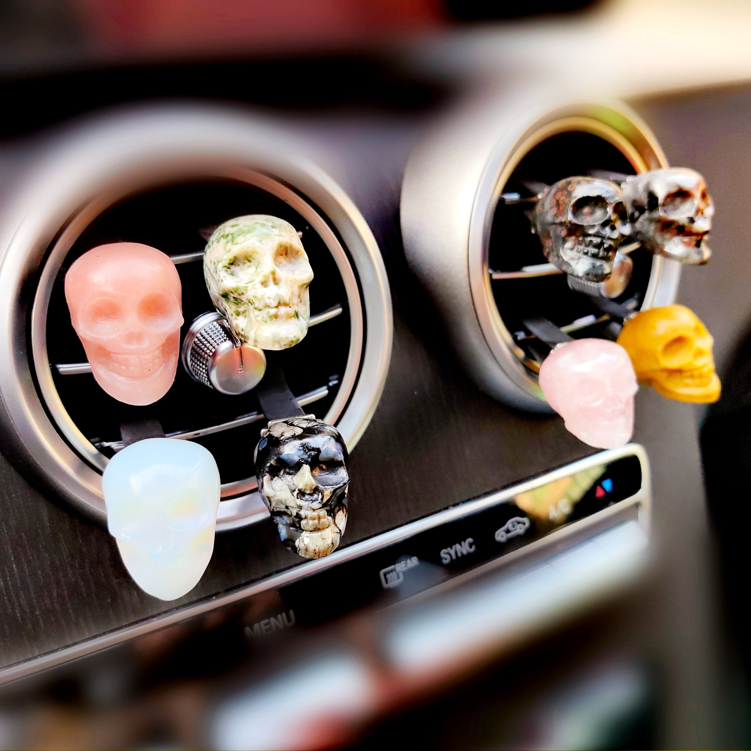 Crystal Car Vent Clips Crystal Skull Car Outlet Decoration, Natural ...