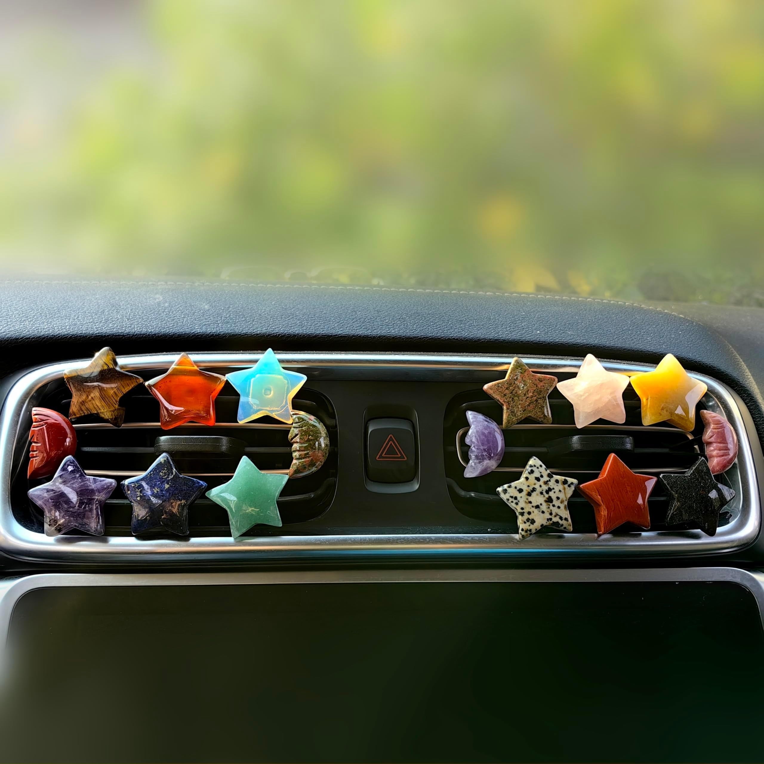 Crystal Car Vent Clips Crystal Star Moon Car Outlet Decoration, Natural ...