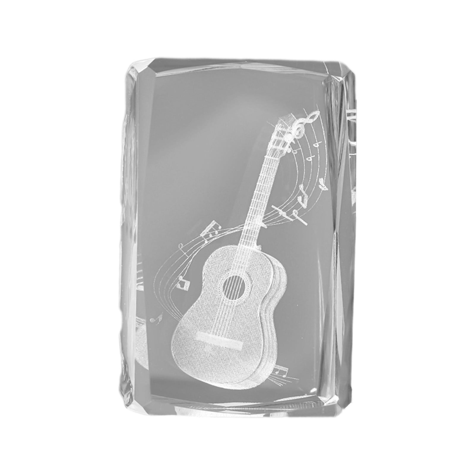 Crystal Carved Guitar Music Notes Paperweight - Elegant 3D Art Ornament ...