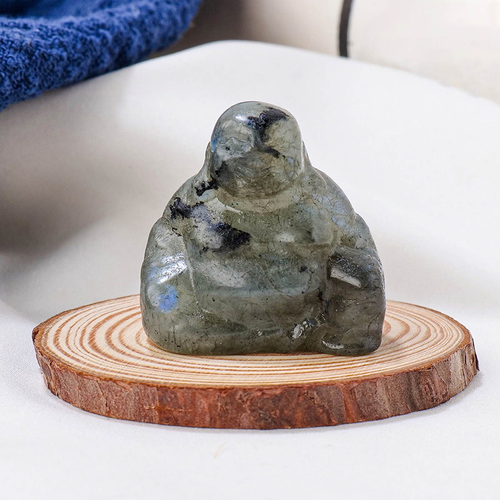 Crystal Carved Laughing Happy Buddha Feng Shui Figurines Wealth ...
