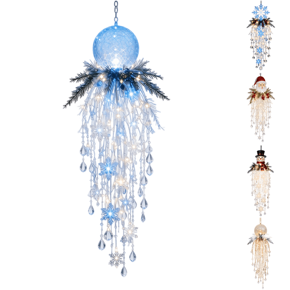 Crystal Cascade Christmas Light, Elegant Holiday Hanging Light with ...