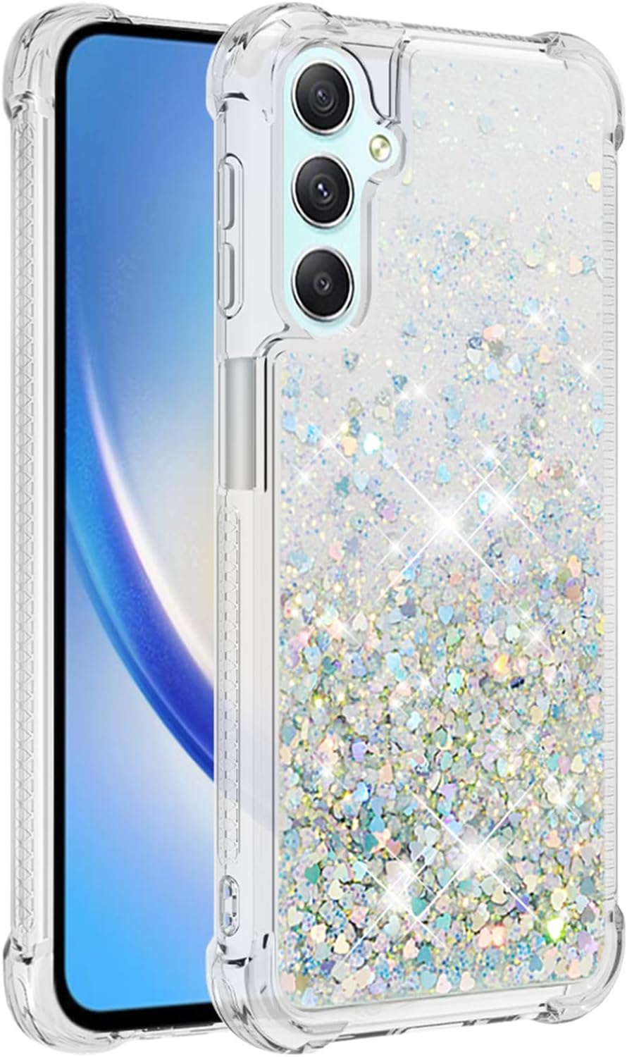 Crystal Case for Galaxy A25 5G, Samsung A25 5G Glitter Bling Sparkle Liquid Case Women Girls ...