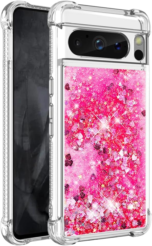 Crystal Case for Google Pixel 8 Pro, Google Pixel 8 Pro Glitter Bling Sparkle Liquid Case Women ...