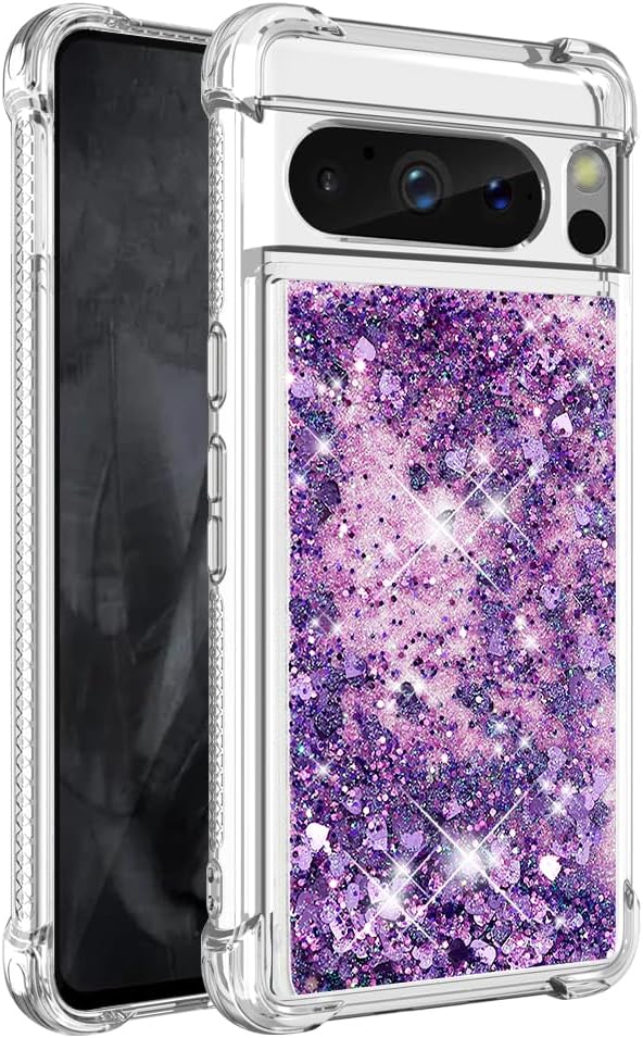 Crystal Case for Google Pixel 8 Pro, Google Pixel 8 Pro Glitter Bling Sparkle Liquid Case Women ...
